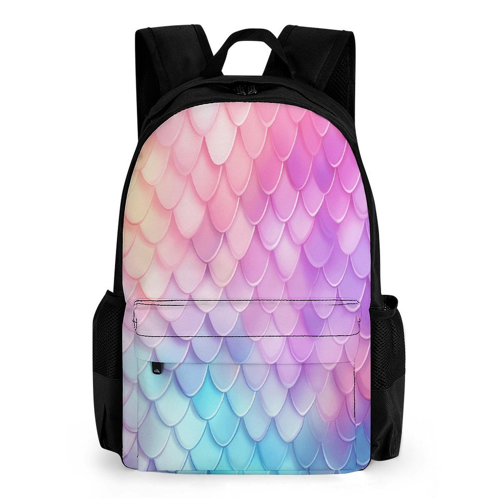 Colorful Fish Scale Pattern Backpack for Men Women Sport Elementary ...