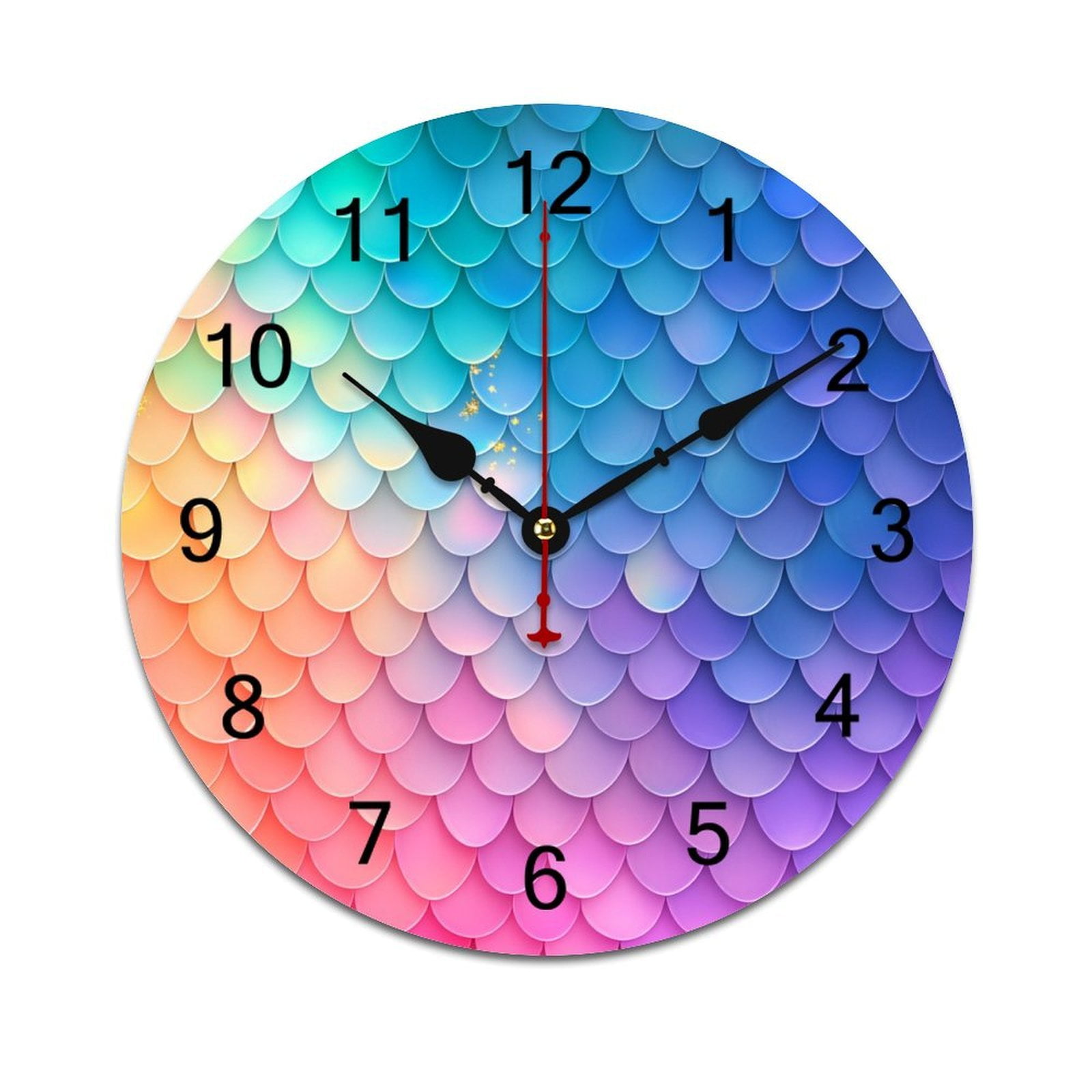 Colorful Fish Scale Pattern Bedroom Wall Clock Large Modern Kitchen ...