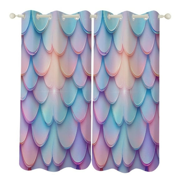 Colorful Fish Scale Pattern Blackout Curtain 3d Printed Window Curtain ...
