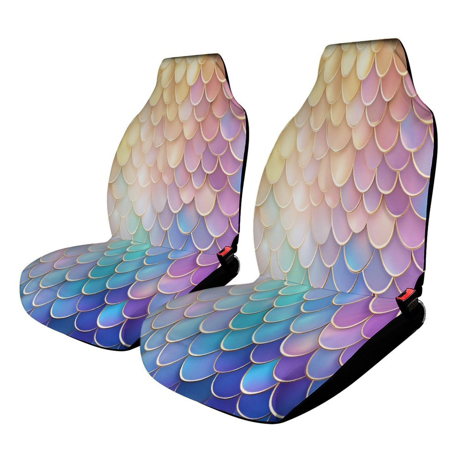 Colorful Fish Scale Pattern Car Seat Covers,Universal Auto Front Seats ...