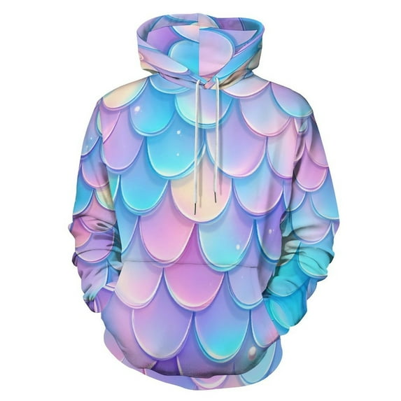 Colorful Fish Scale Pattern Men's Women Vintage 3D Hooded Sweatshirt ...