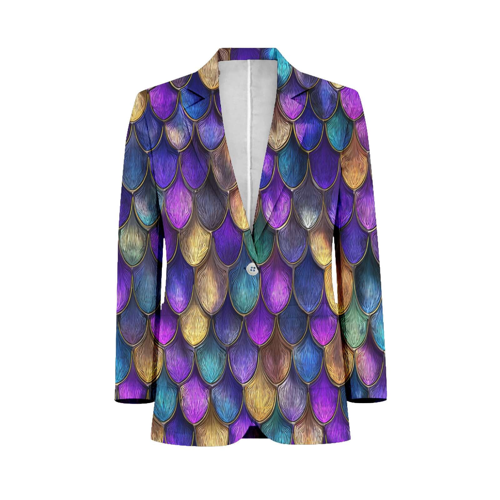 Colorful Fish Scale Pattern Mens Suits Shawl Collar Slim Fit Suit Mens ...