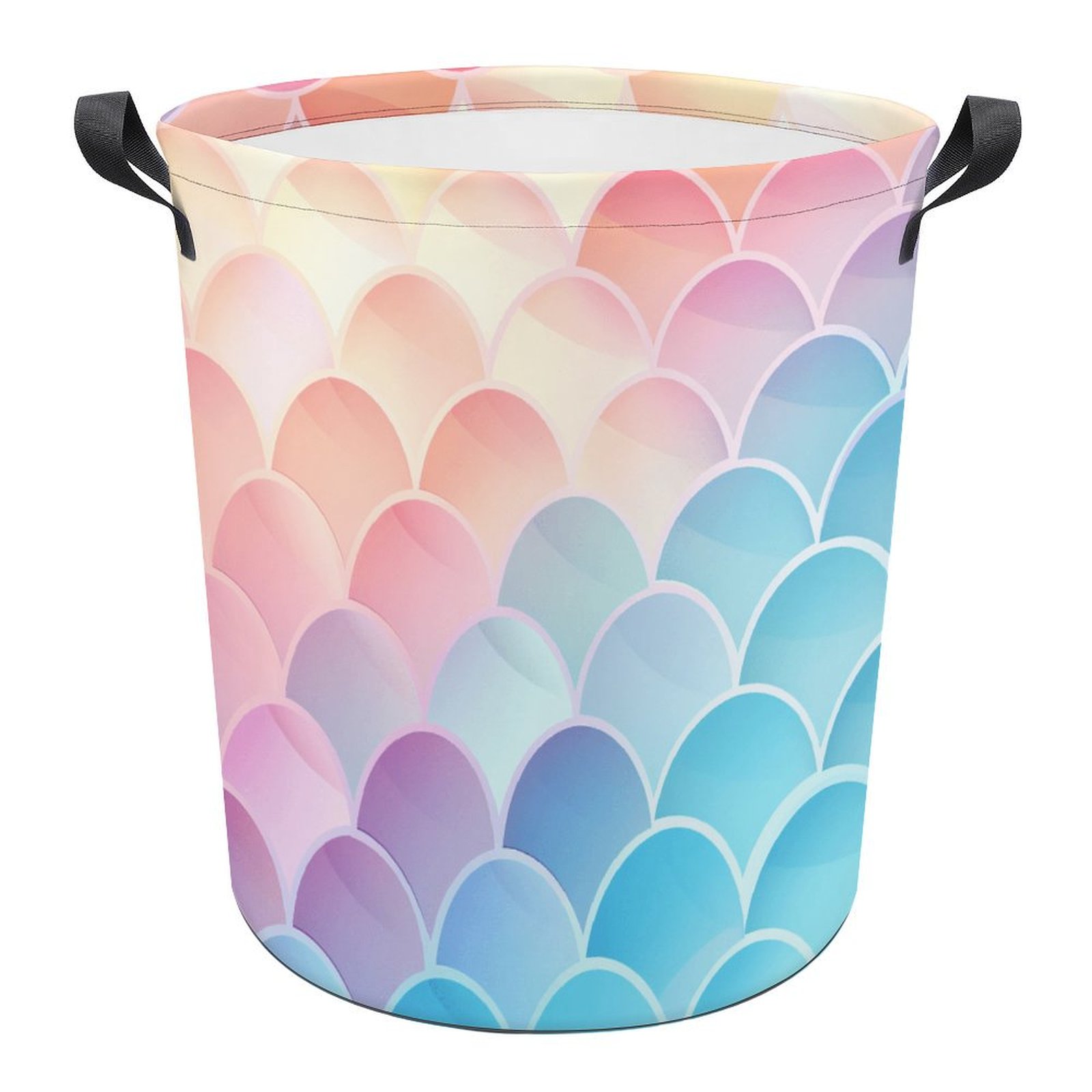 Colorful Fish Scale Pattern Print Foldable Laundry Basket for Clothes ...