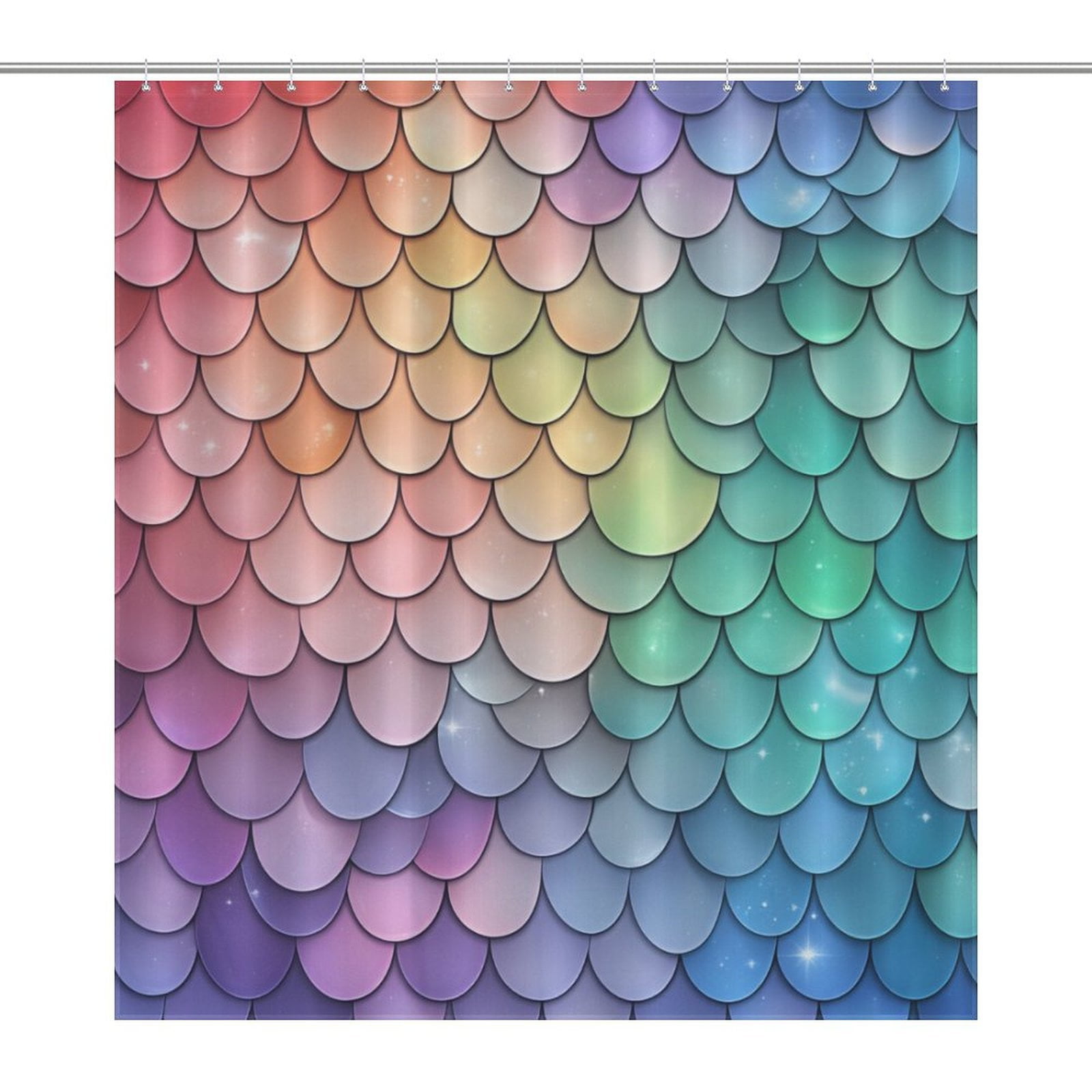 Colorful Fish Scale Pattern Shower Curtain Modern Home Bathroom Bathtub ...