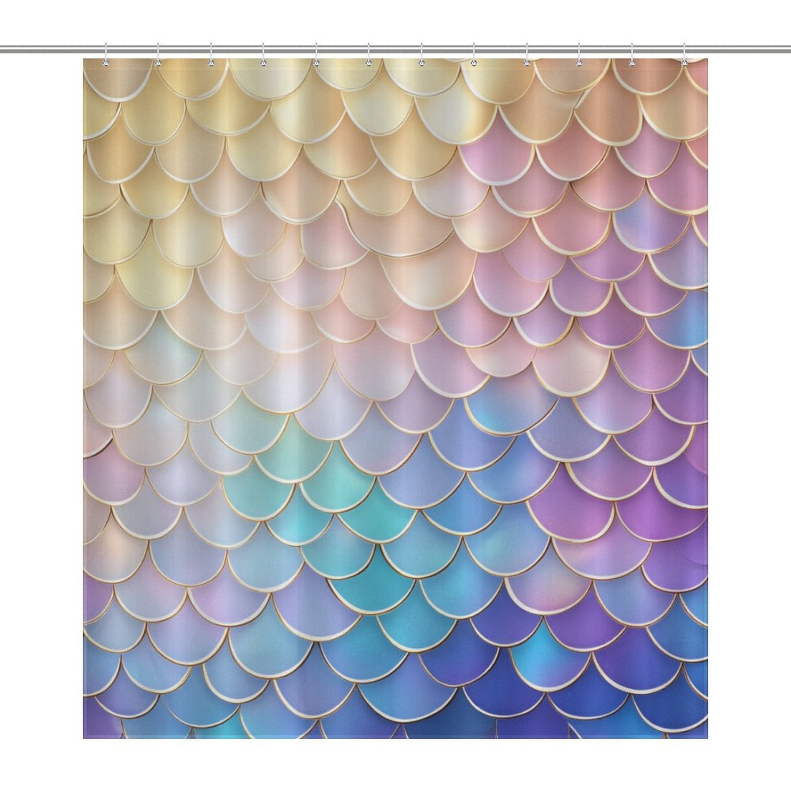 Colorful Fish Scale Pattern Shower Curtain Ornament Bathroom Curtains ...