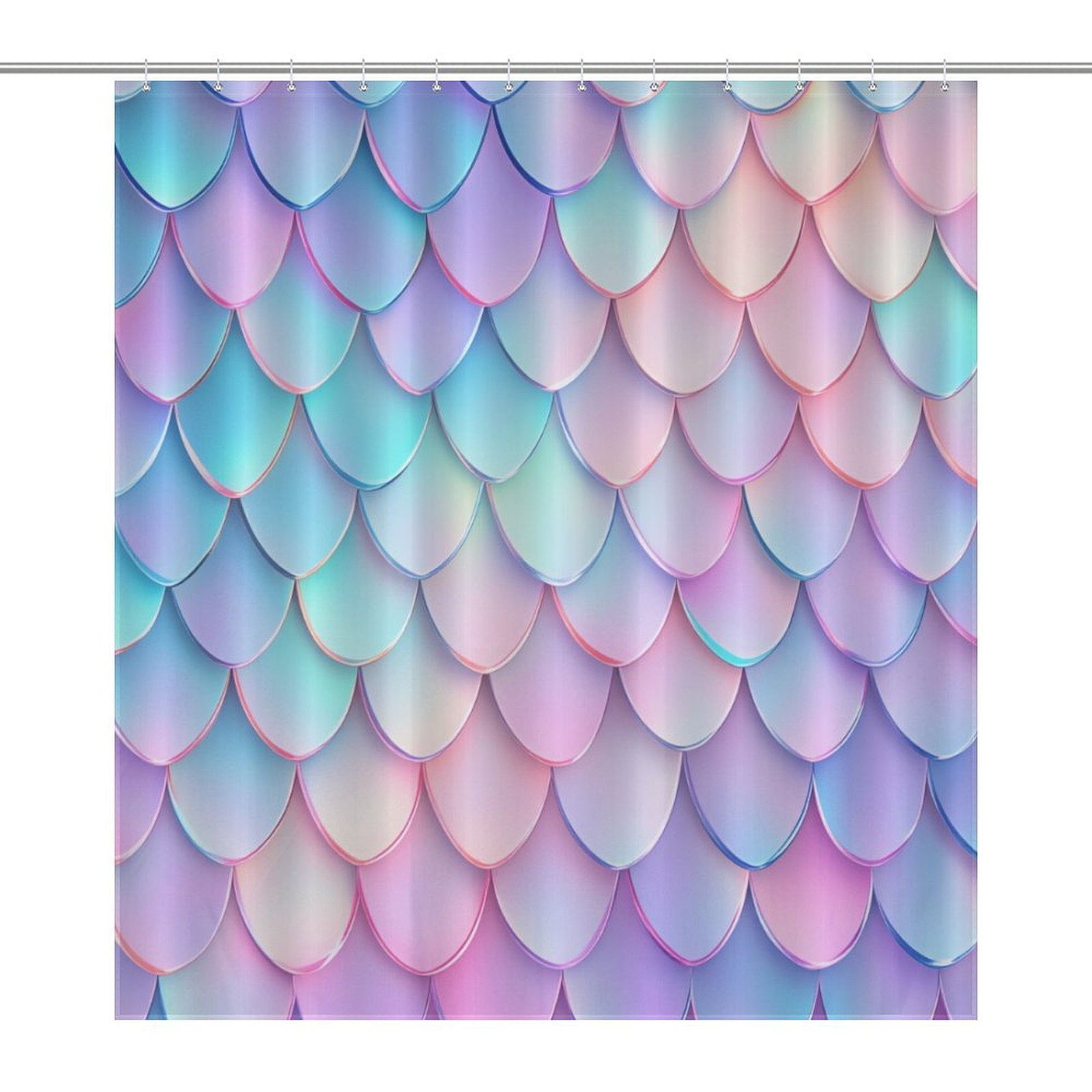 Colorful Fish Scale Pattern Shower Curtain Ornament Bathroom Curtains ...