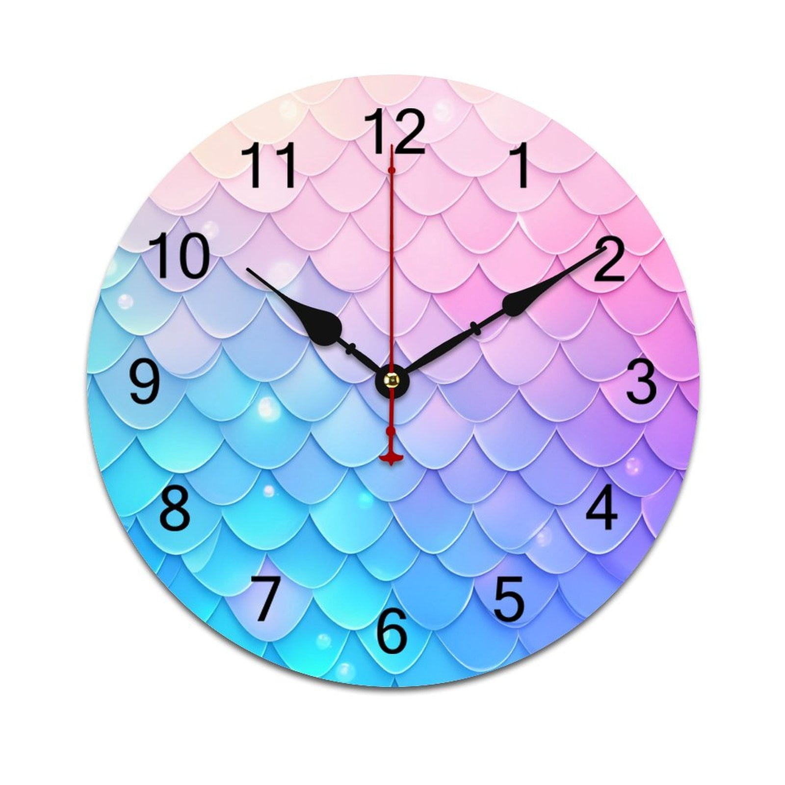 Colorful Fish Scale Pattern Time Decorative Wall Clocks Round Large ...