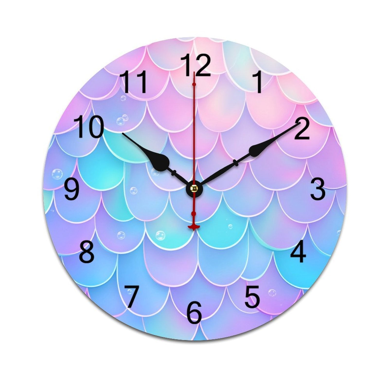 Colorful Fish Scale Pattern Time Decorative Wall Clocks Round Large ...