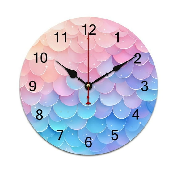 Colorful Fish Scale Pattern Word Saying Big Wall Clock Home Decor Art ...
