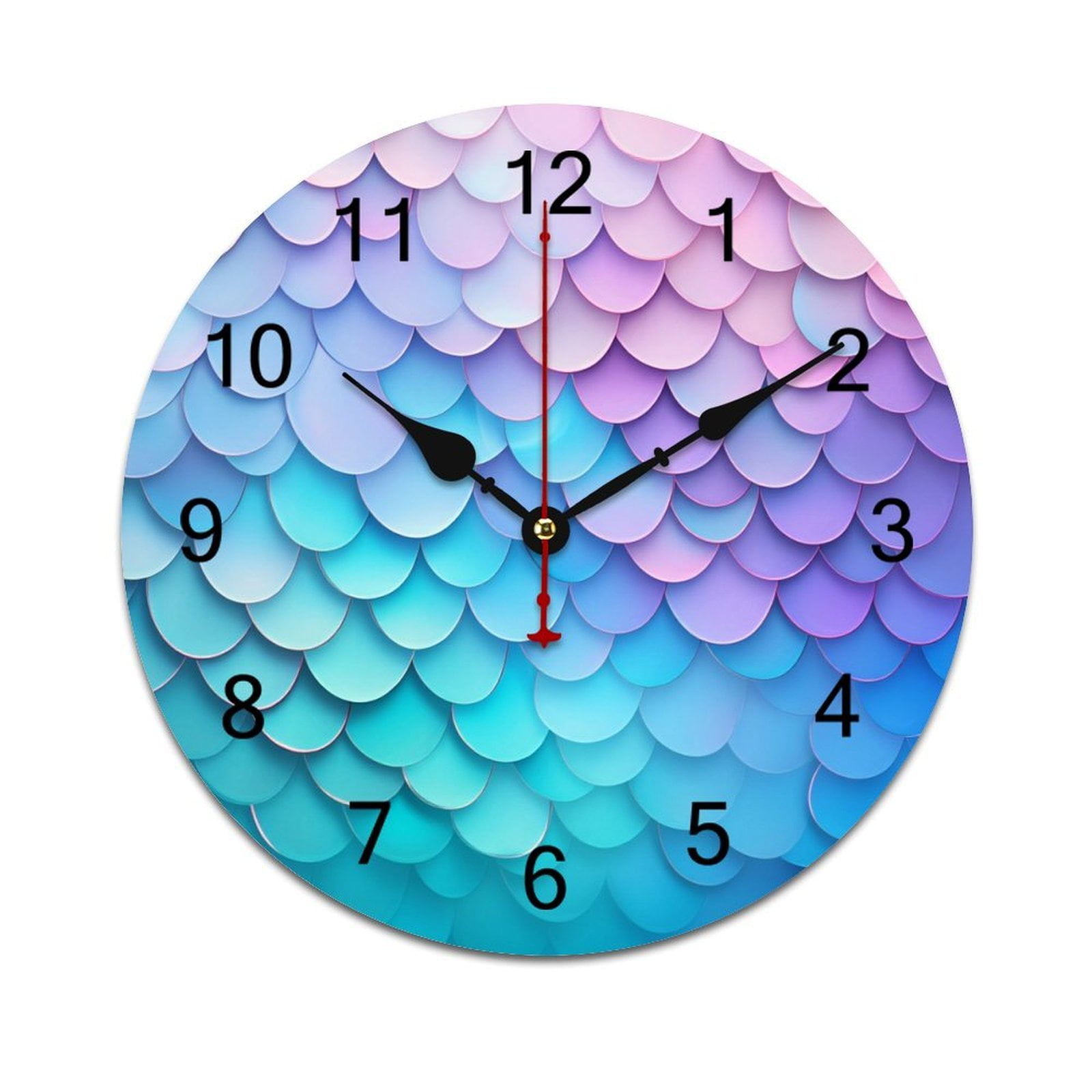 Colorful Fish Scale Pattern Word Saying Big Wall Clock Home Decor Art ...