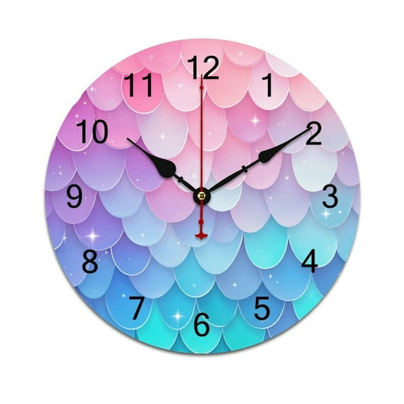 Colorful Fish Scale Pattern Word Saying Big Wall Clock Home Decor Art ...