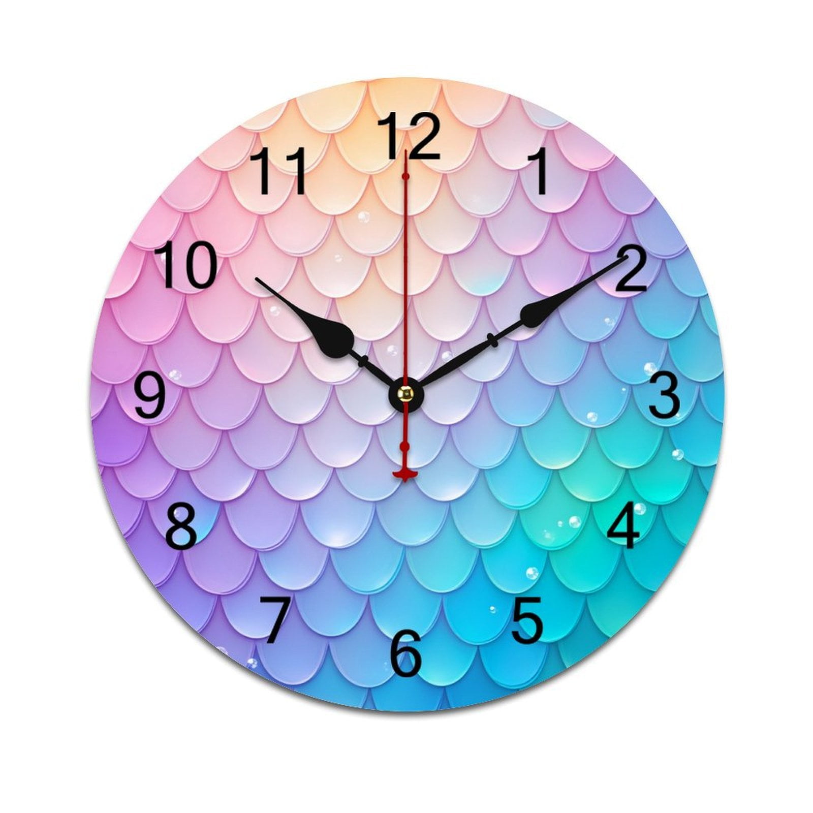 Colorful Fish Scale Pattern Word Saying Big Wall Clock Home Decor Art ...