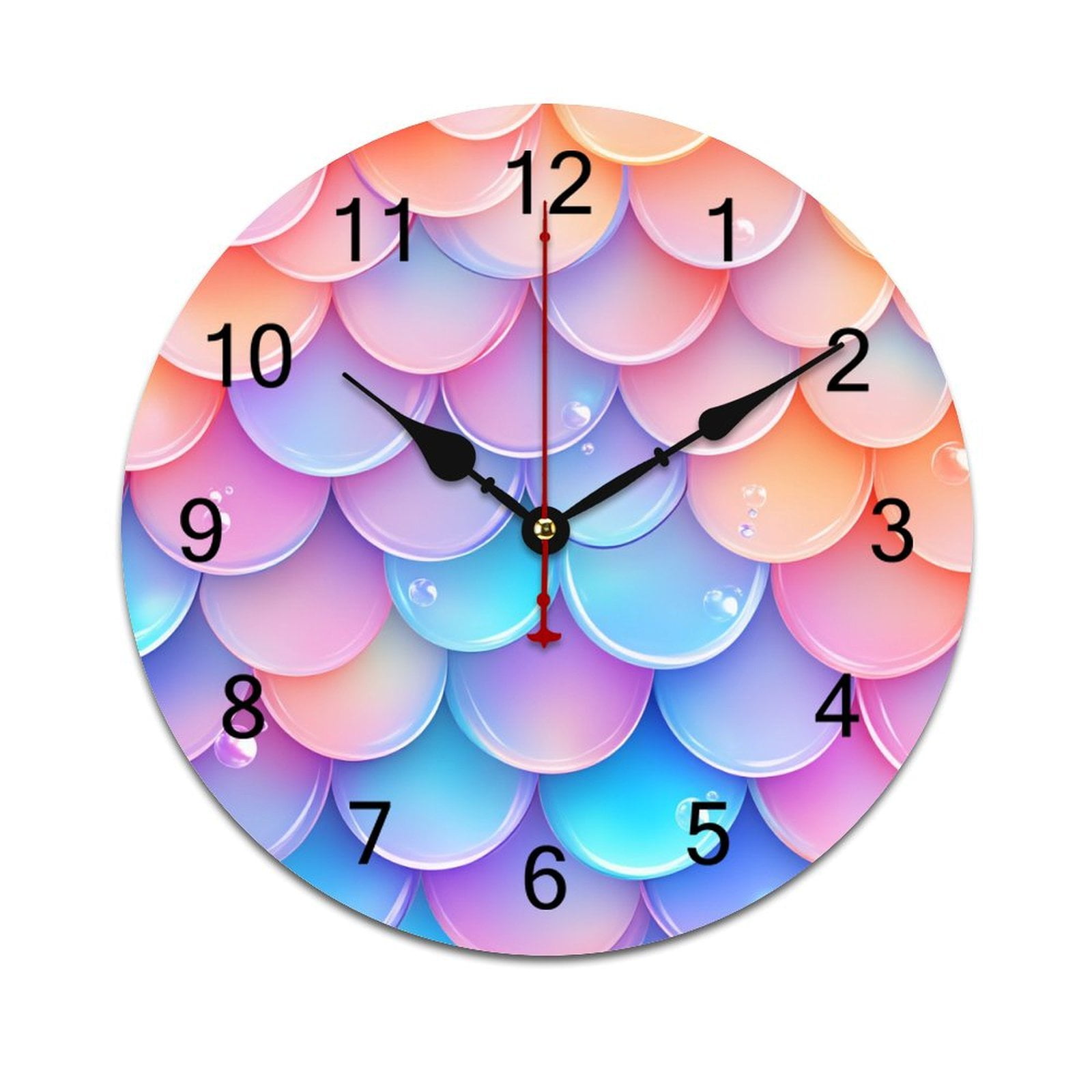 Colorful Fish Scale Pattern Word Saying Big Wall Clock Home Decor Art ...