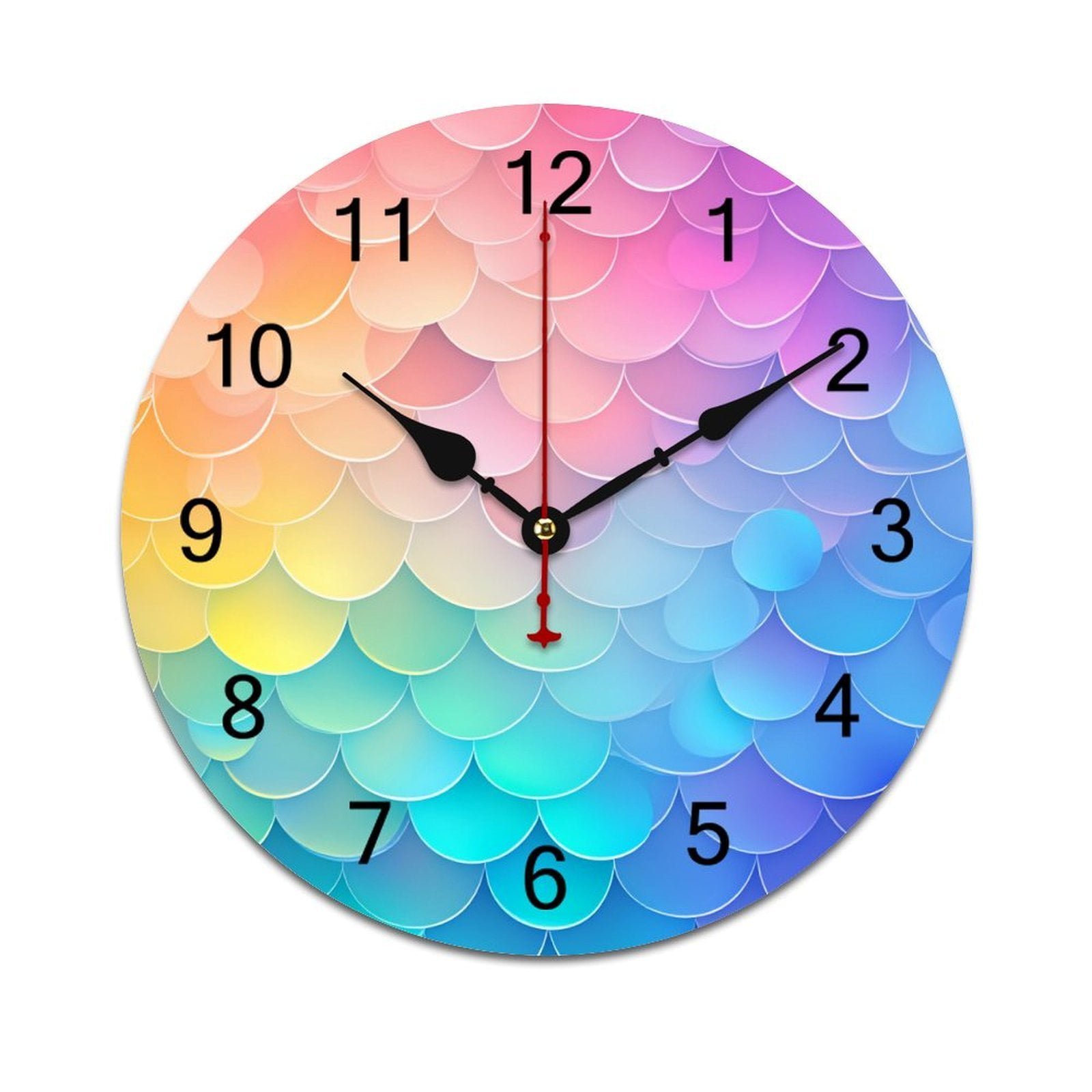 Colorful Fish Scale Pattern Word Saying Big Wall Clock Home Decor Art ...