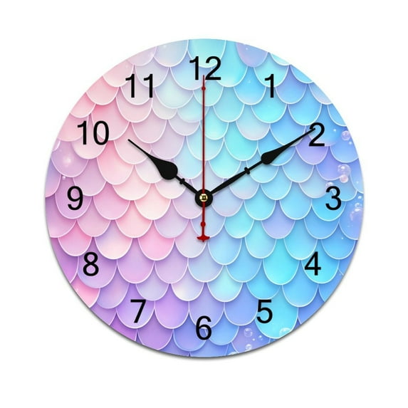 Colorful Fish Scale Pattern Word Saying Big Wall Clock Home Decor Art ...