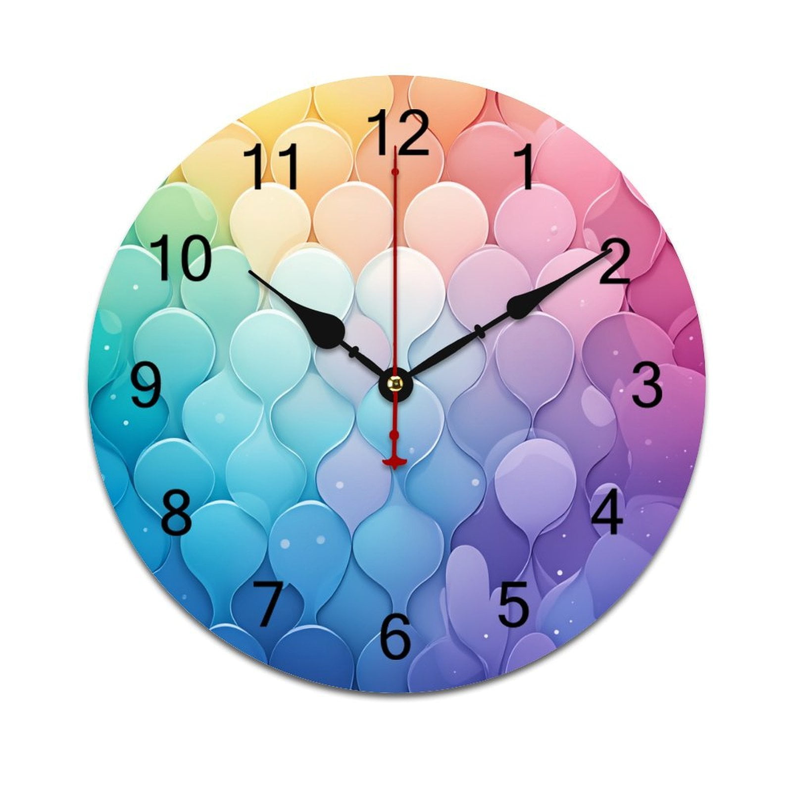 Colorful Fish Scale Pattern Word Saying Big Wall Clock Home Decor Art ...