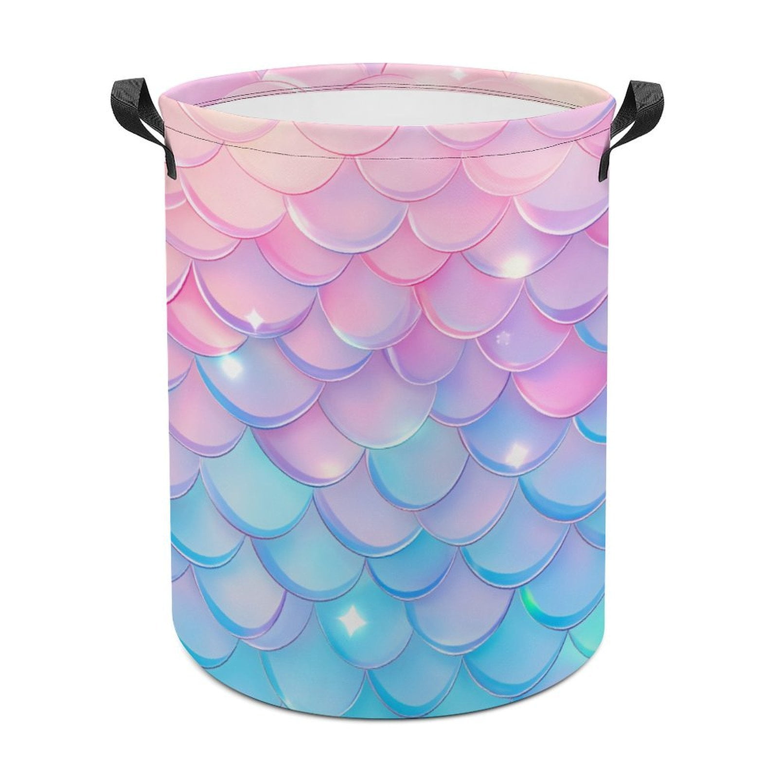 Colorful Fish Scale PatternLaundry Basket Collapsible Clothing Hamper ...