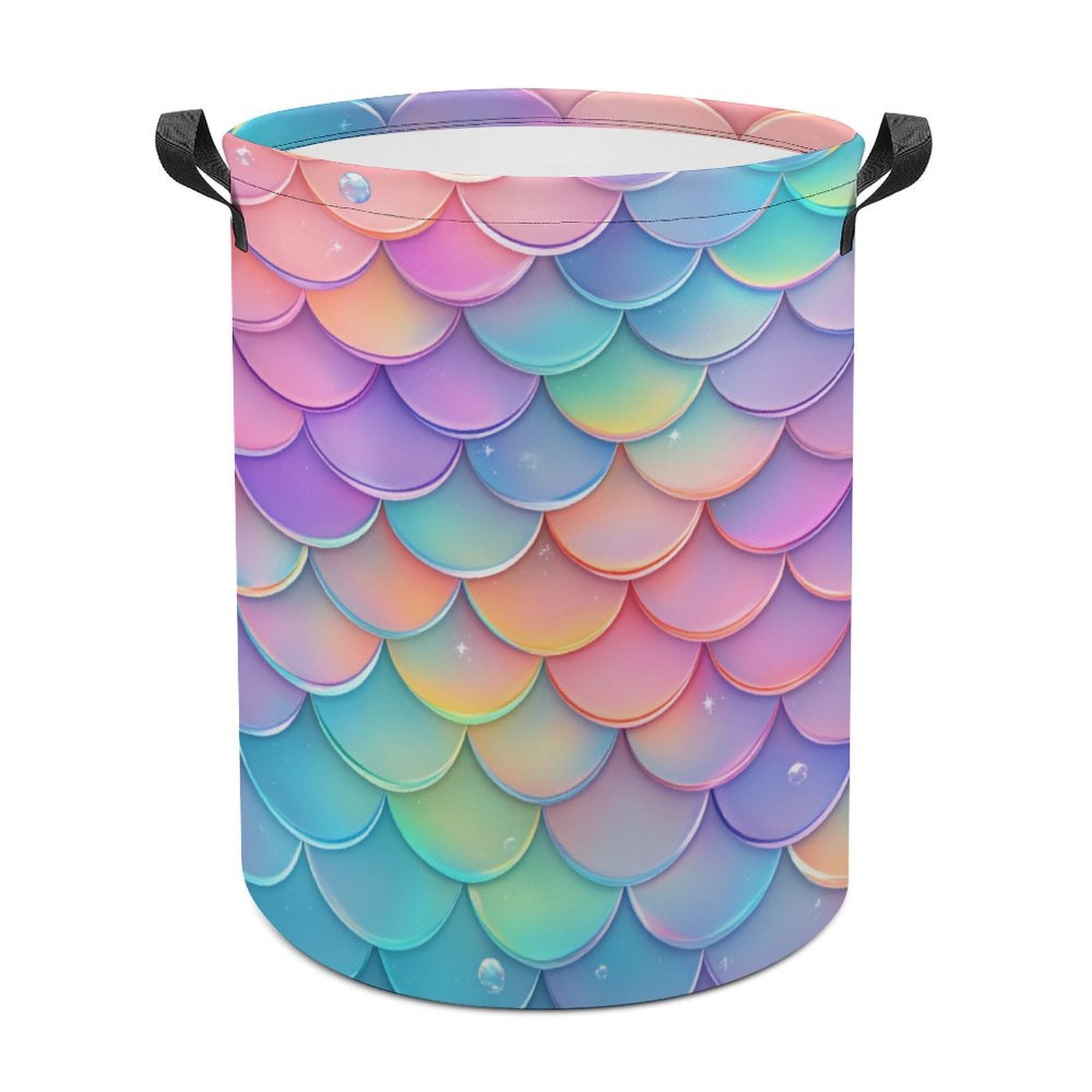 Colorful Fish Scale PatternLaundry Basket Collapsible Clothing Hamper ...