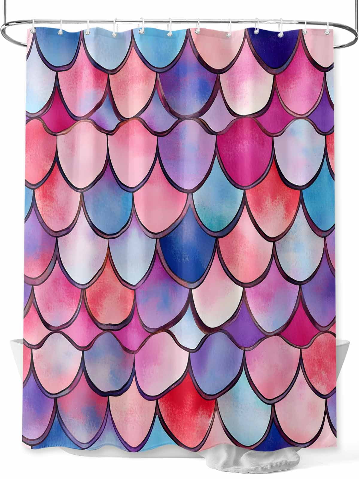 Colorful Fish Scale Shower Curtain, Summer Beach Coastal Waterproof ...