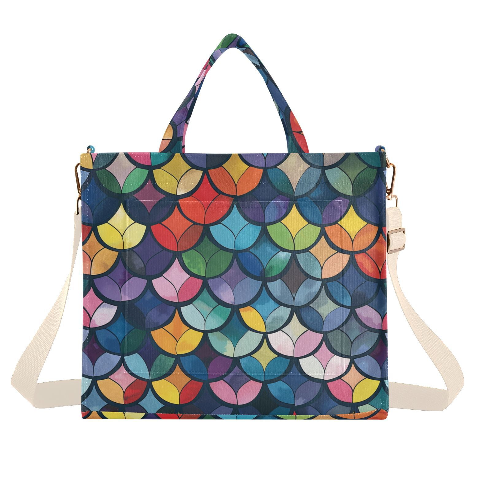 Colorful Fish Scales Corduroy Tote Bag Handbag Large Messenger Bag ...