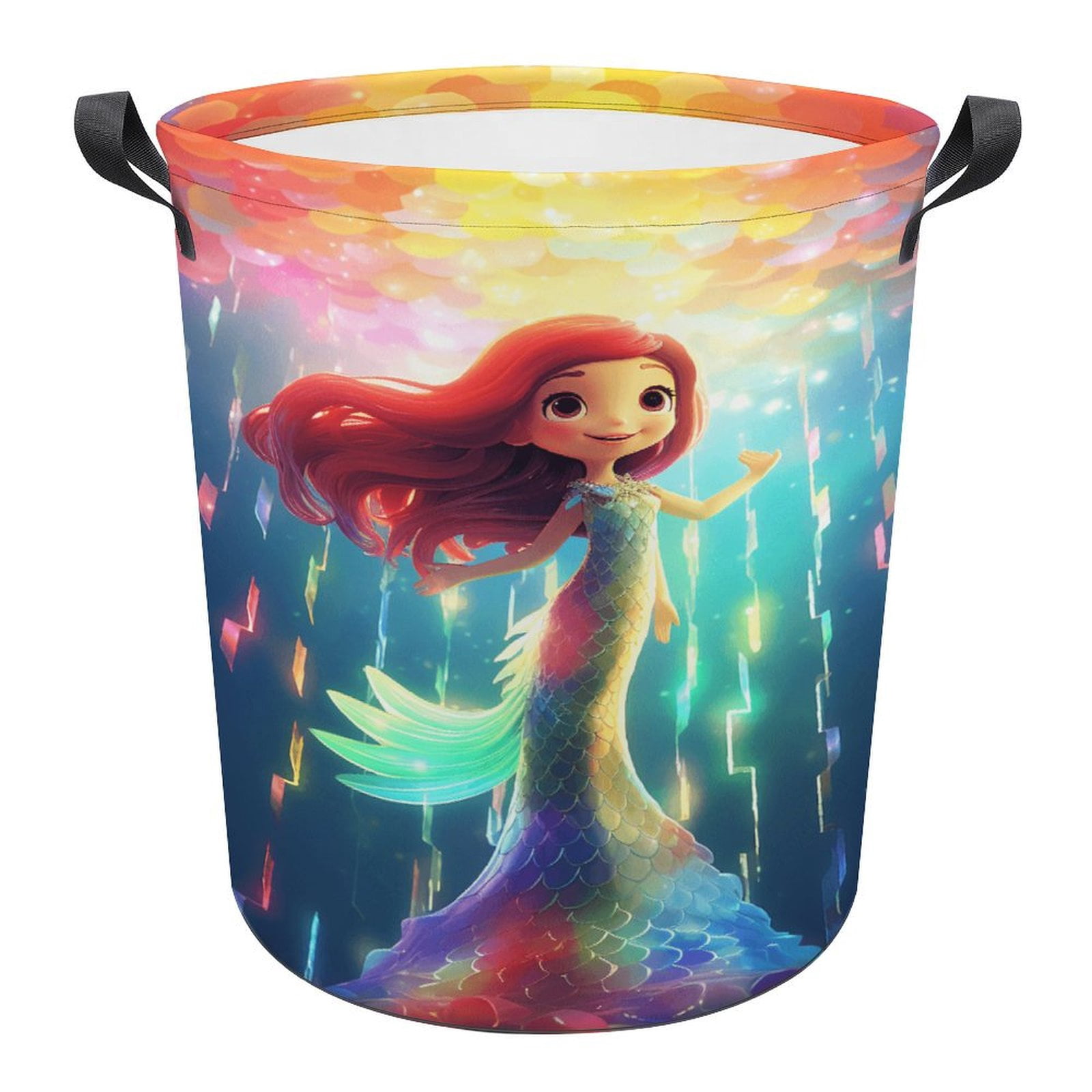 Colorful Fish Scales Print Foldable Laundry Basket for Clothes Storage ...