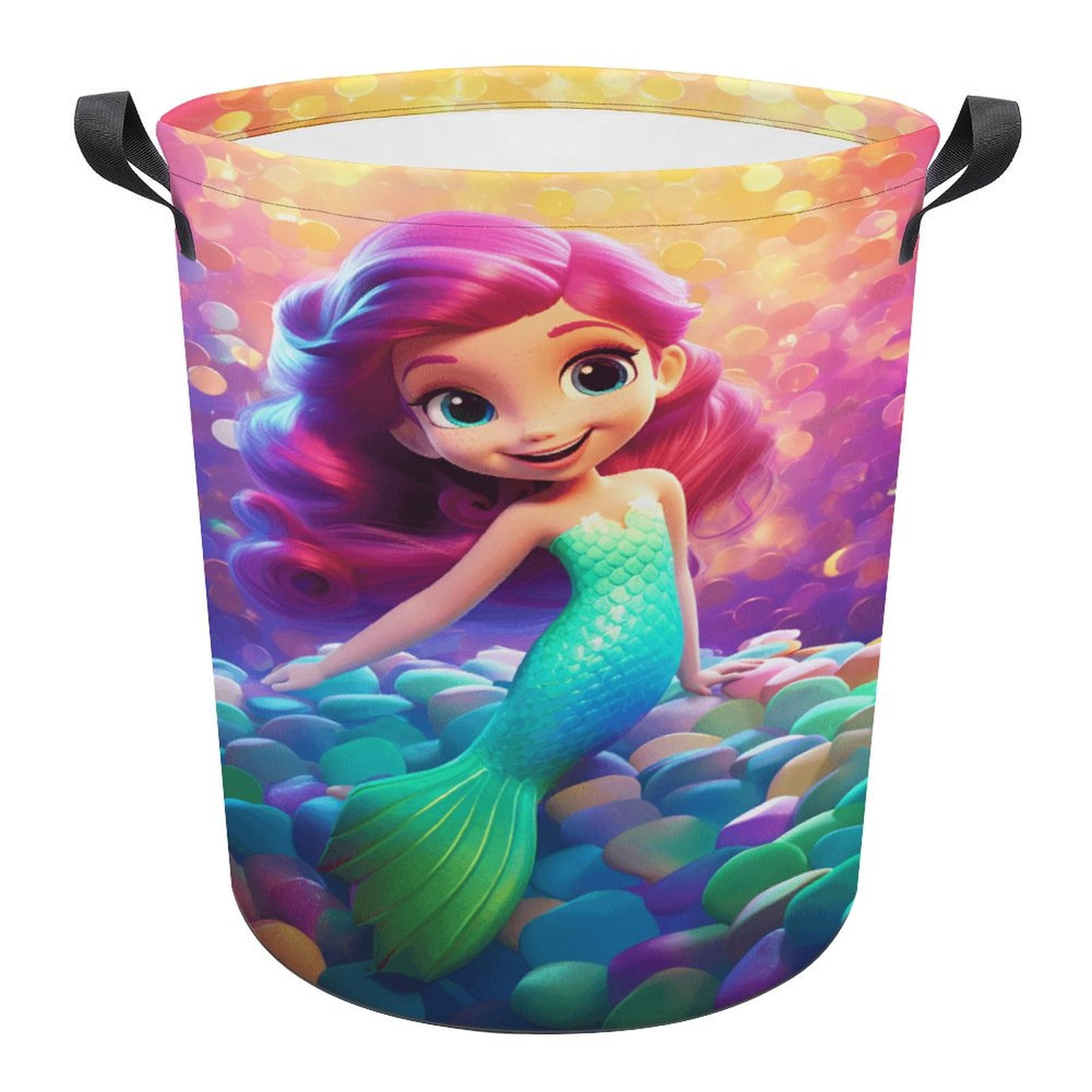 Colorful Fish Scales Print Foldable Laundry Basket for Clothes Storage ...