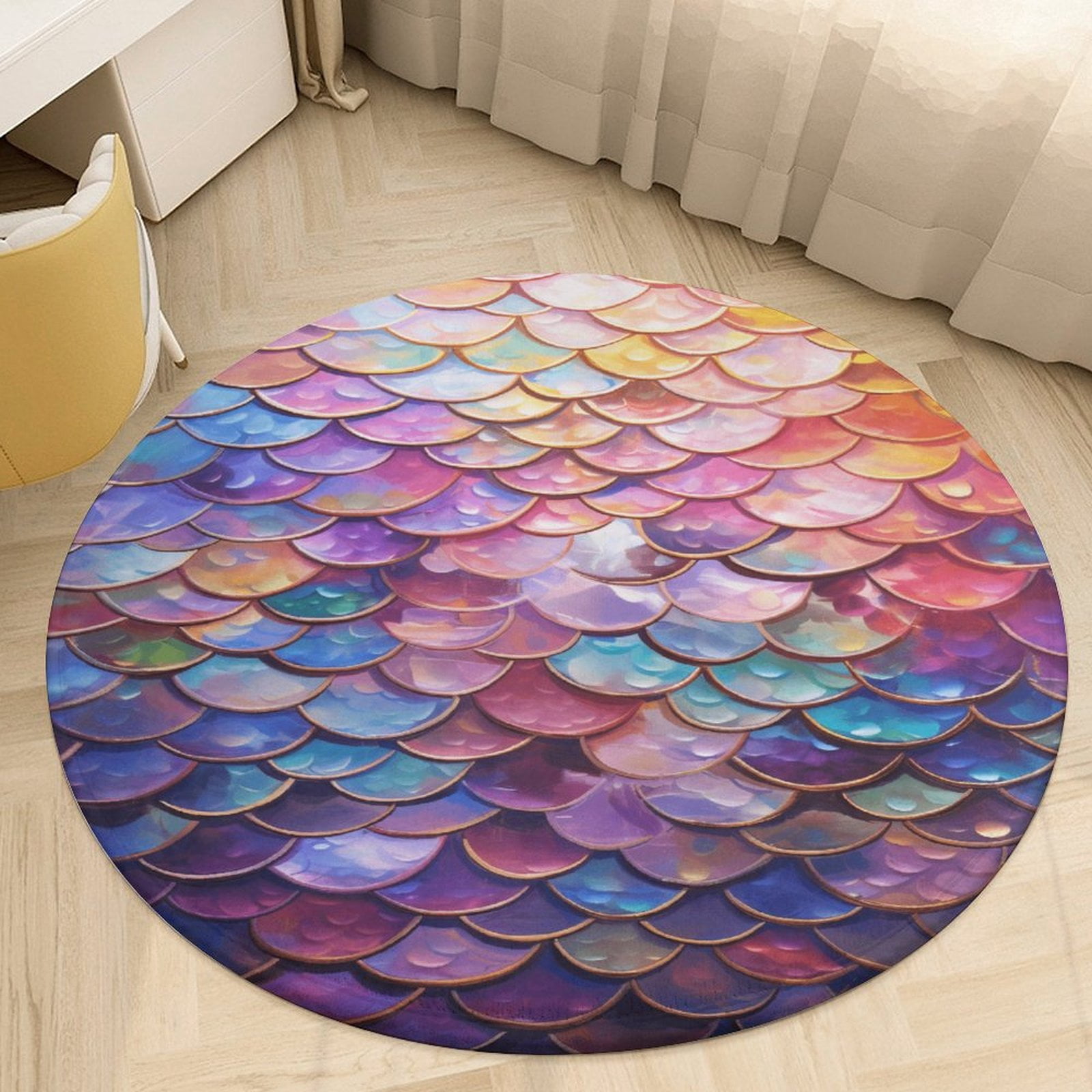 Colorful Fish Scales Round Area Rugs for Bedroom Living Room, 3FT Soft ...