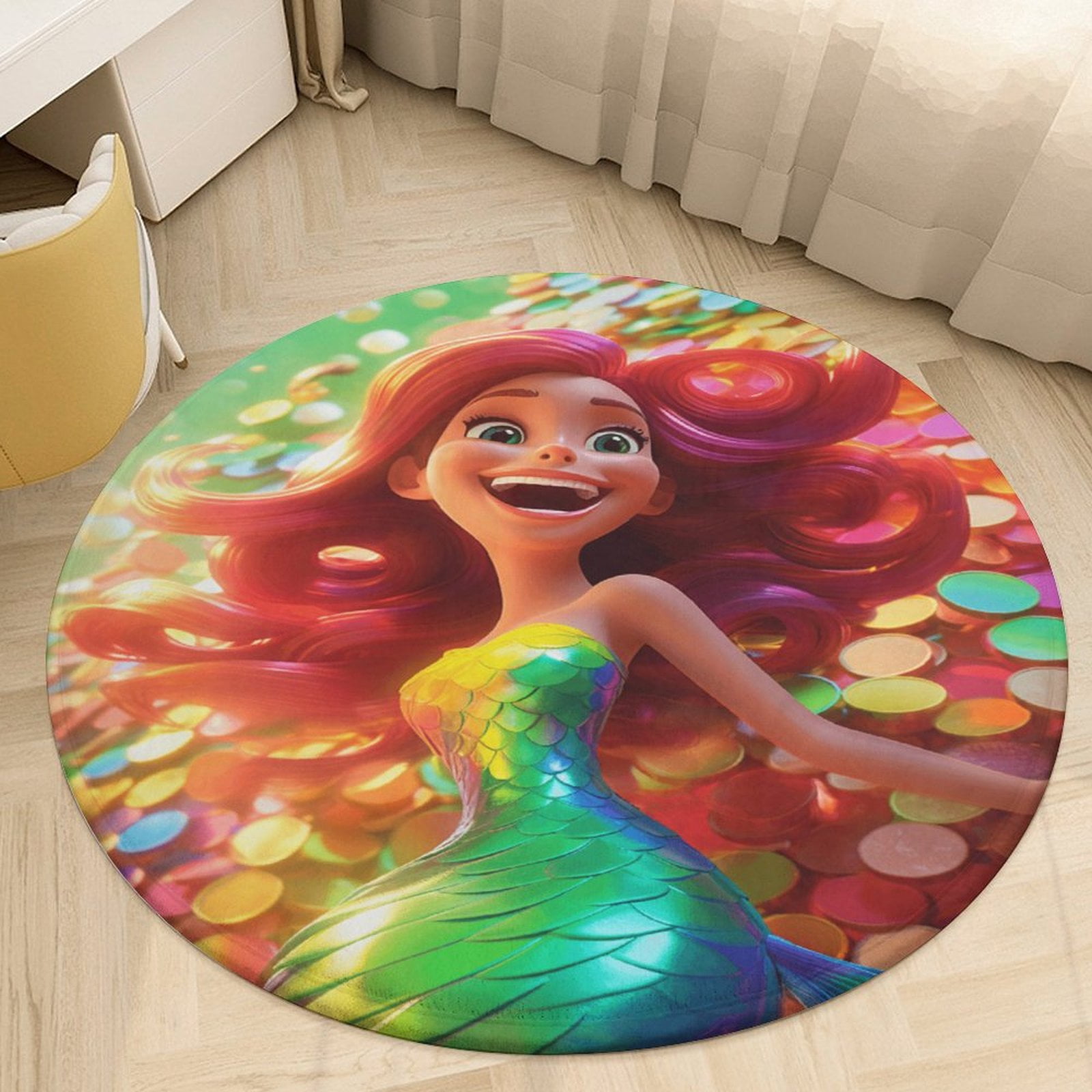 Colorful Fish Scales Round Area Rugs for Bedroom Living Room, 6FT Soft ...