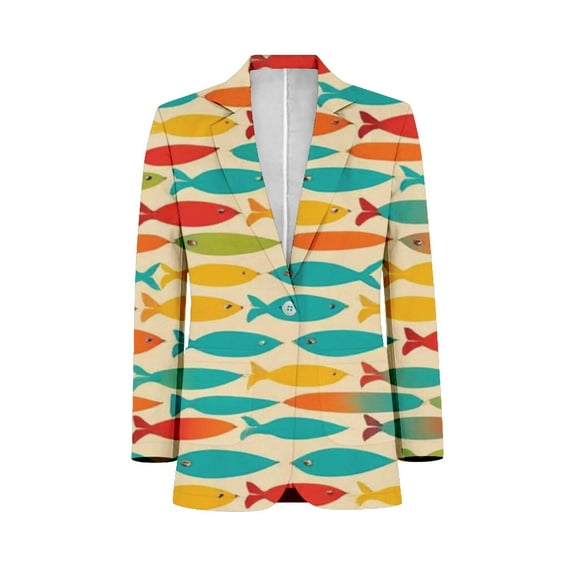 Colorful Fish Swim Art Print Men Blazers Slim Clothing Summer Jacket ...