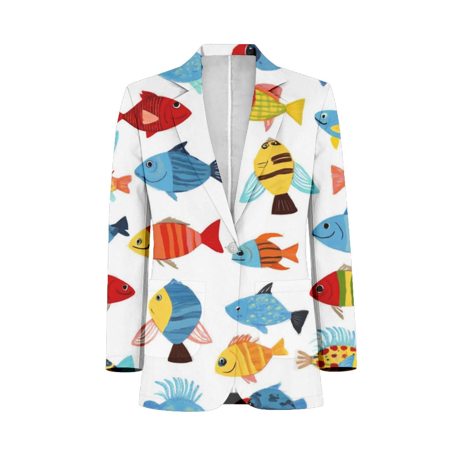 Colorful Fish Swim Happily White Background Customized Men's Suits full ...