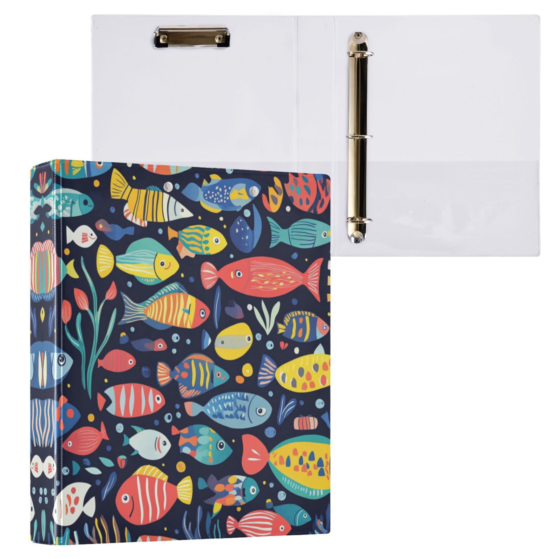 Colorful Fish Swimming 3 Ring Hardcover Binders 1.5in Round Rings for ...