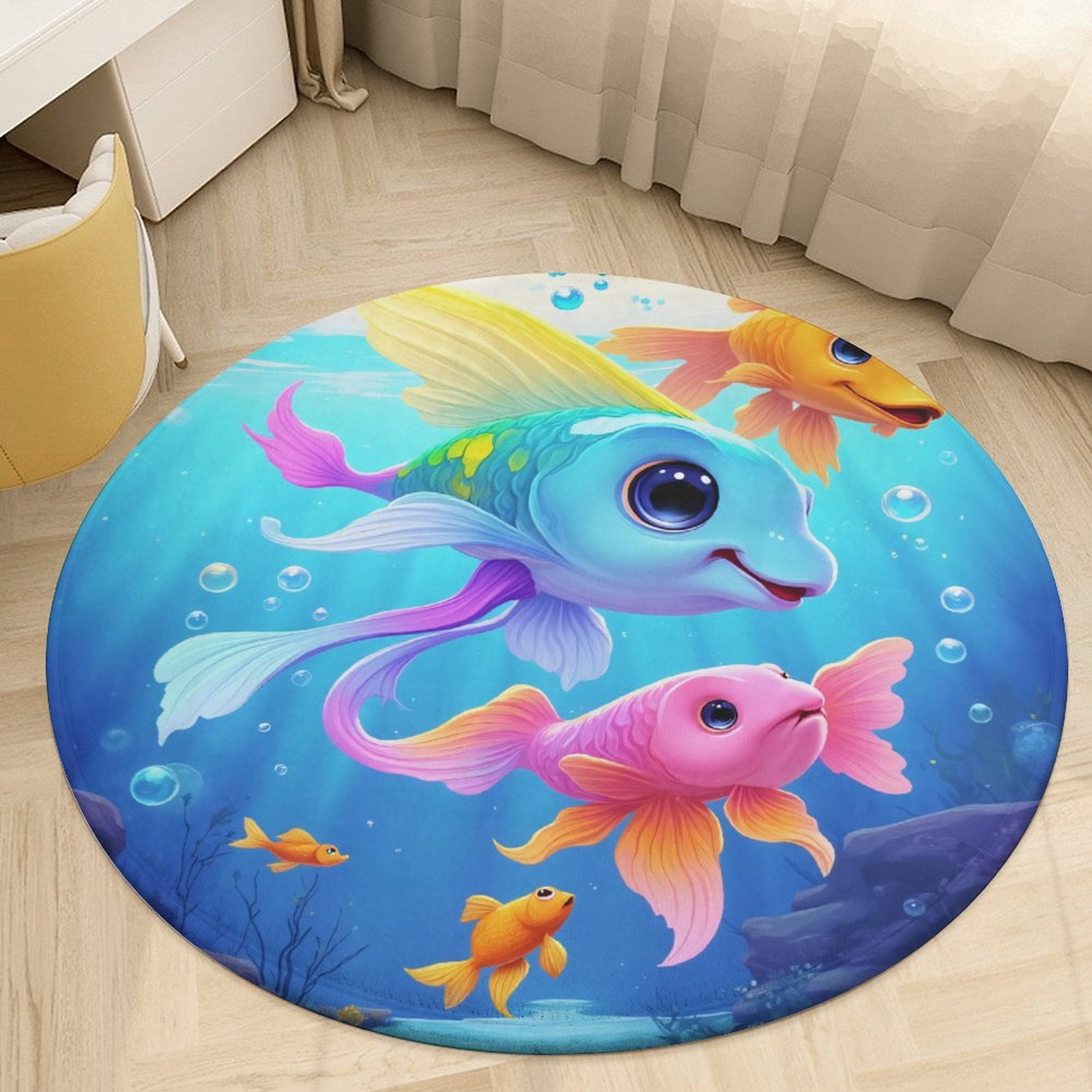 Colorful Fish Underwater Round Area Rugs for Bedroom Living Room, 4FT ...