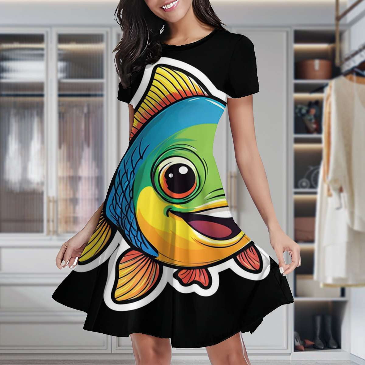 Colorful Fish Women's Classic Swing Skater Dress Casual Work Party ...