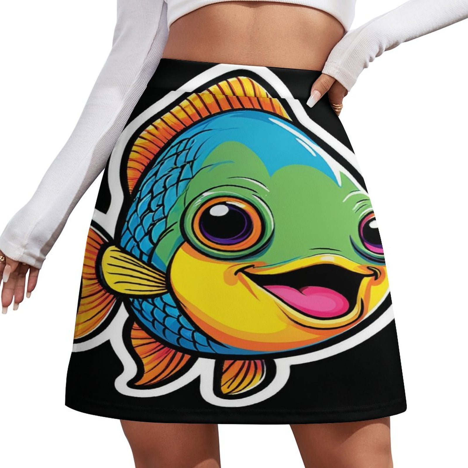 Colorful Fish Women's High Waist Skirt Stretchy Casual Mini Skirt ...
