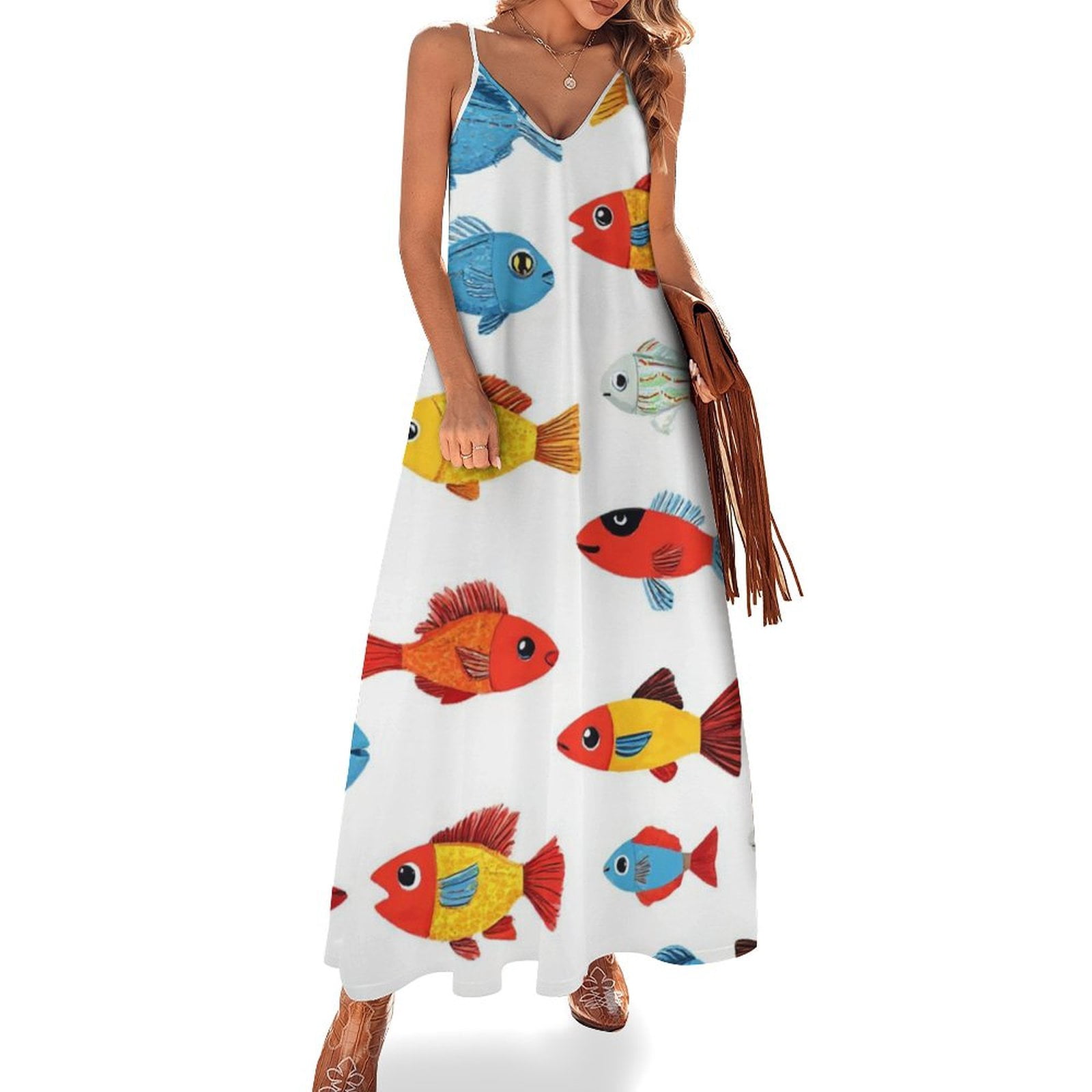 Colorful Fishes Swim Happily Together Sleeveless Dress Women's Evening ...