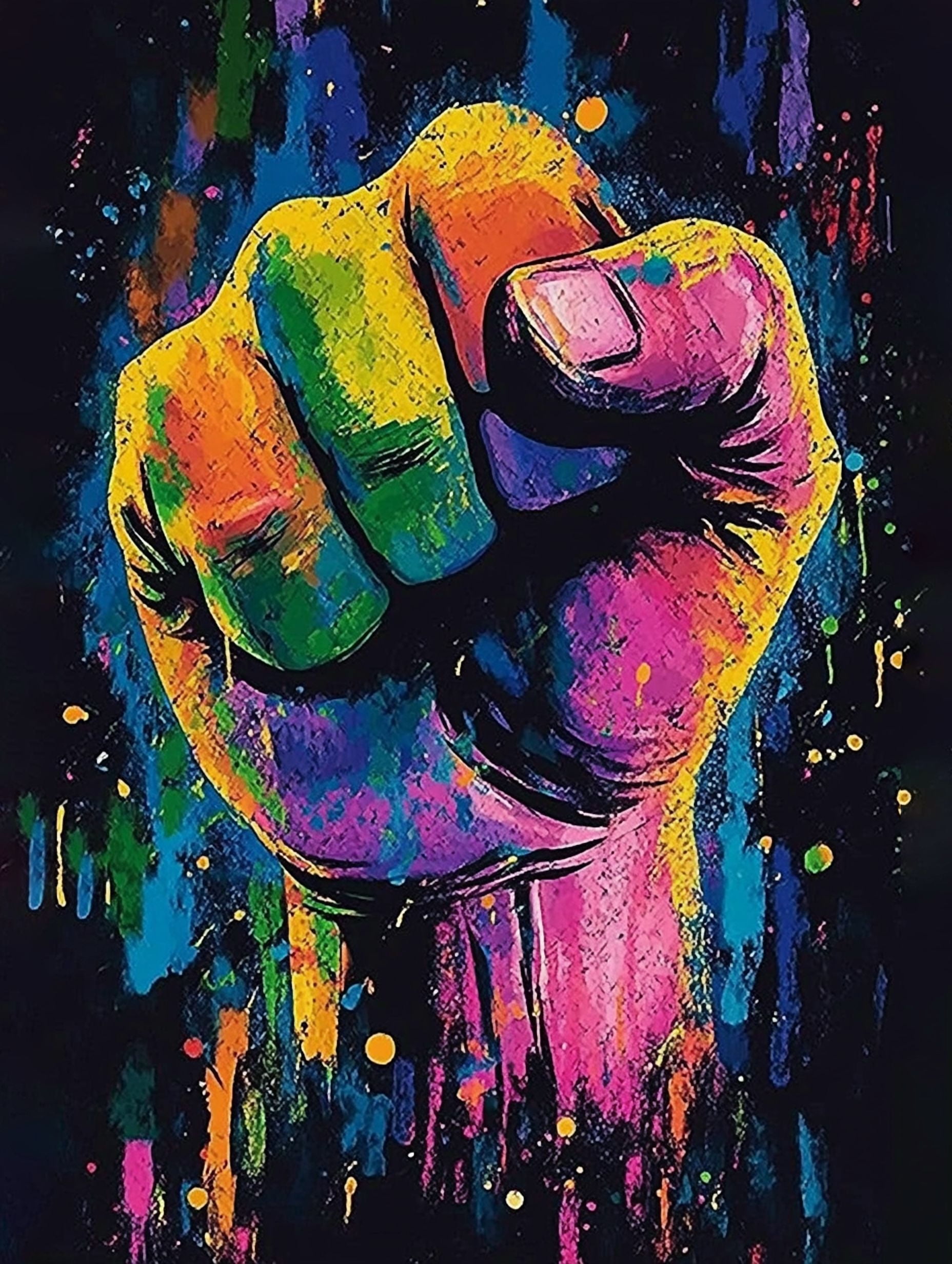Colorful Fist Canvas PaintingSuitable for Living RoomOfficeGallery ...