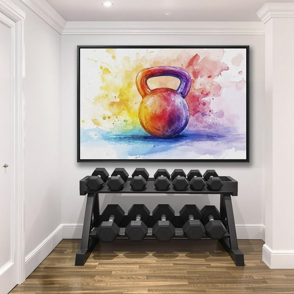Colorful Fitness Wall Art, Kettlebell Poster, Gym Wall Decor, Vibrant ...