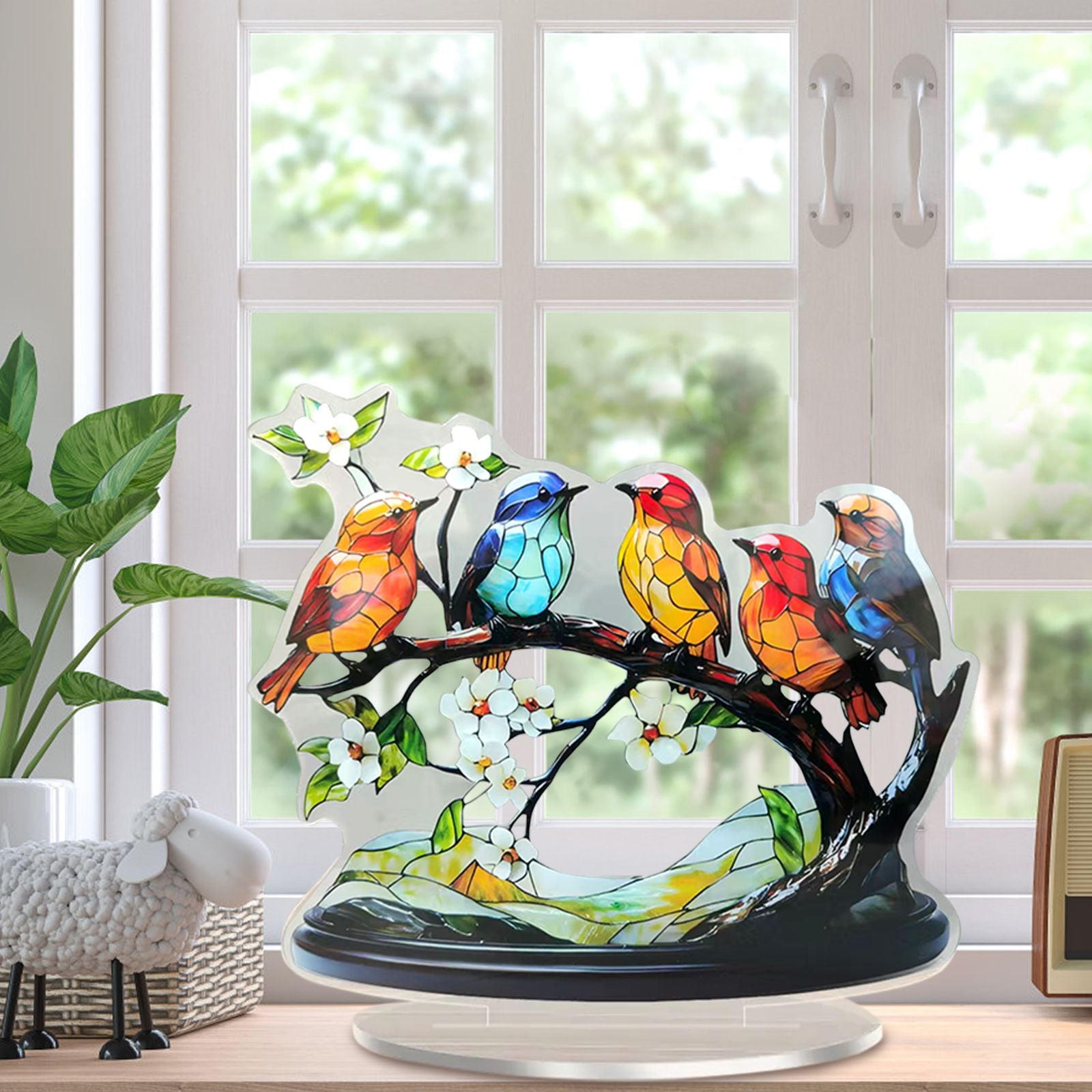 Colorful Five Birds Ornament, Acrylic Modern Style Tabletop Bird ...
