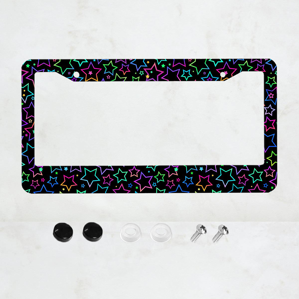 A Colorful Five-pointed Star Style License Plate Frame Aluminium Rust ...