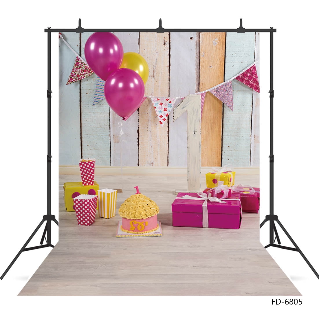 Colorful Flags Wooden Wall Cake Birthday Photographic Backgrounds Vinyl ...