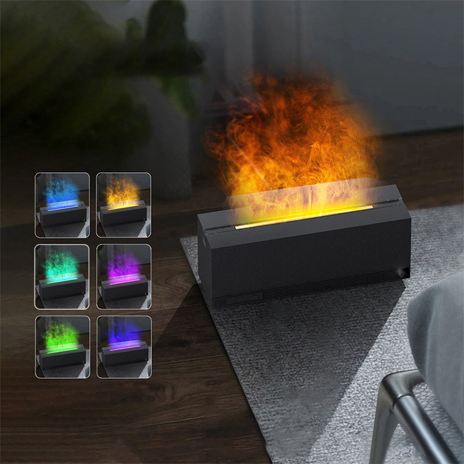 Colorful Flame Fire Diffuser Humidifier, 7 Colors Changing Oil Diffuser ...