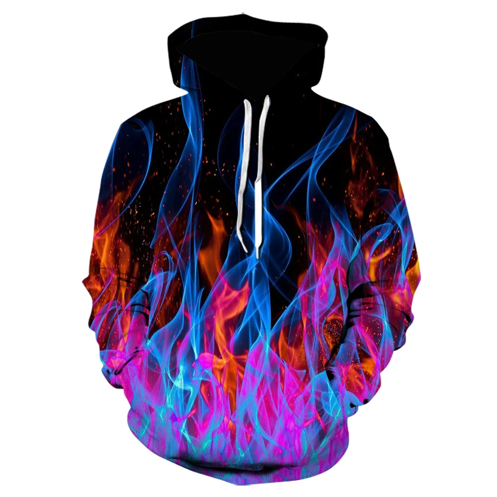 Colorful Flame Hoodie Men Women 3D Printe Fire Hooded Sweatshirts ...