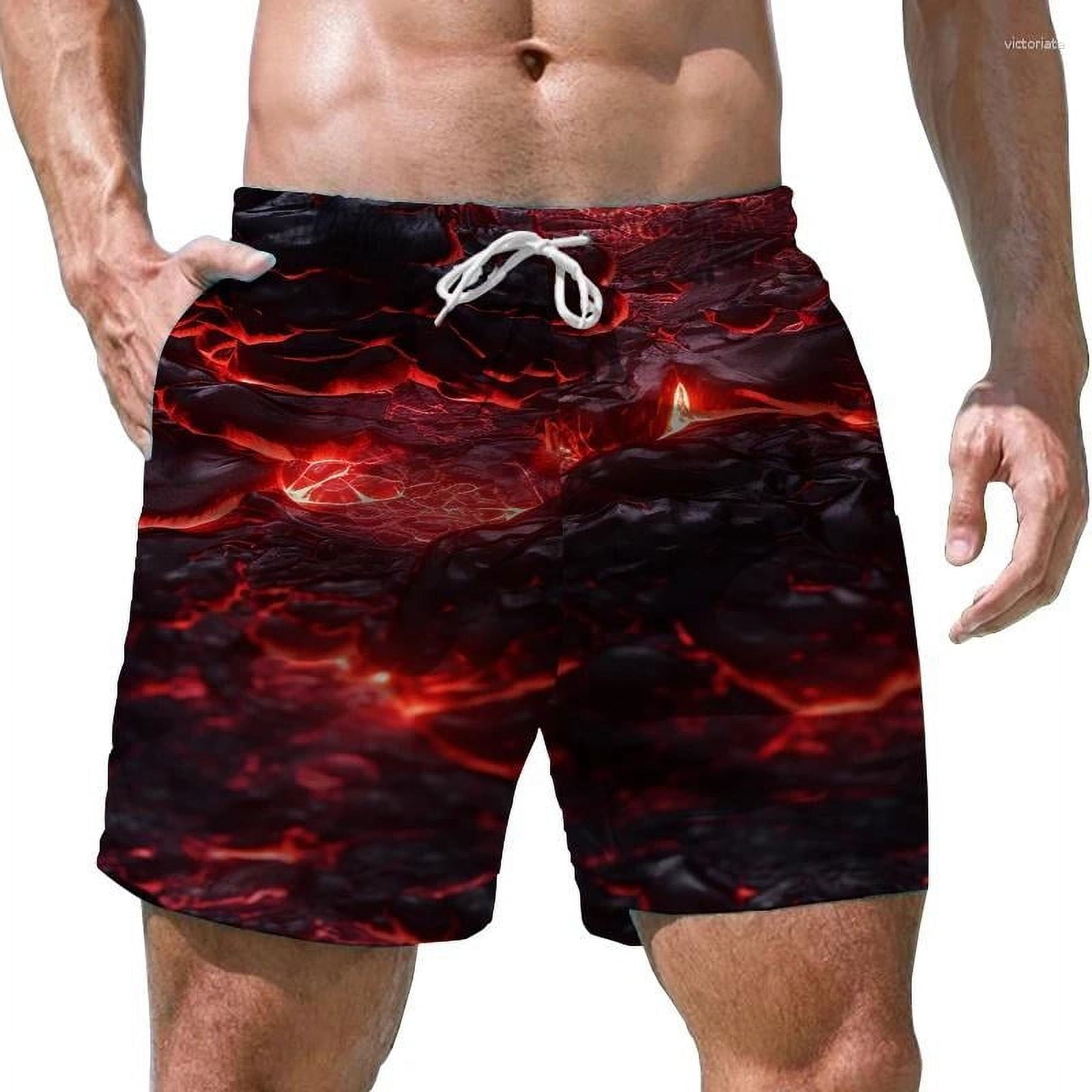 Colorful Flame Pattern Shorts Pants Men 3D Printed Board Shorts Summer ...