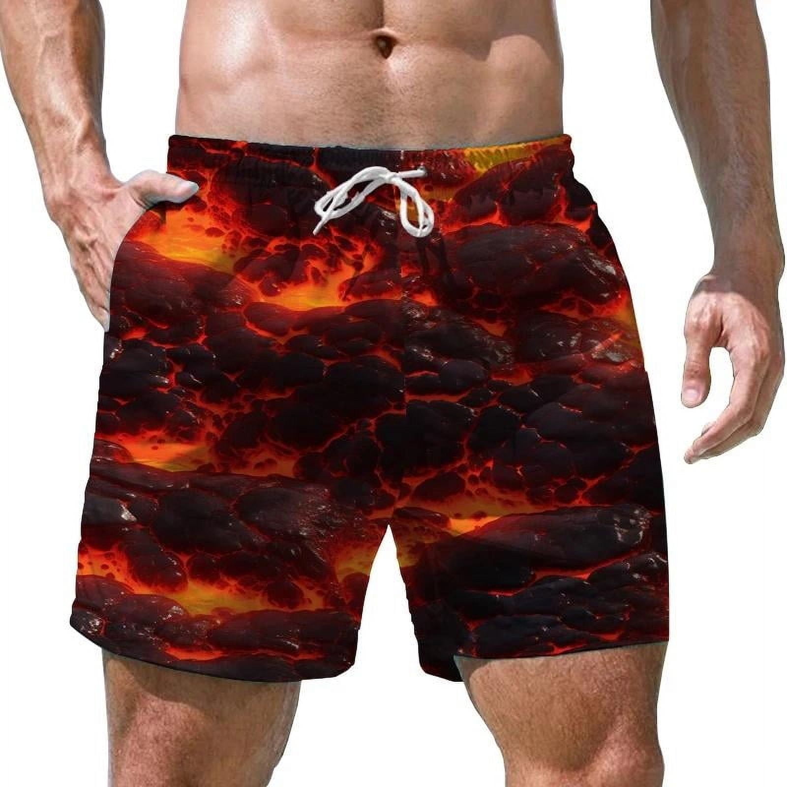 Colorful Flame Pattern Shorts Pants Men 3D Printed Board Shorts Summer ...