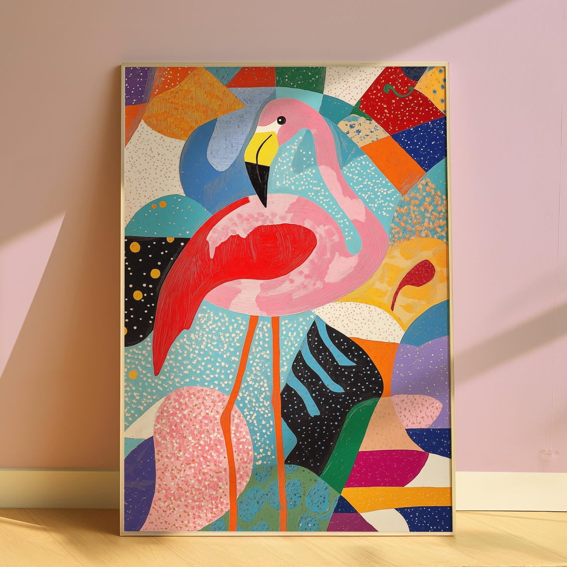 Colorful Flamingo Abstract Wall Art Vibrant Tropical Print Modern Boho ...