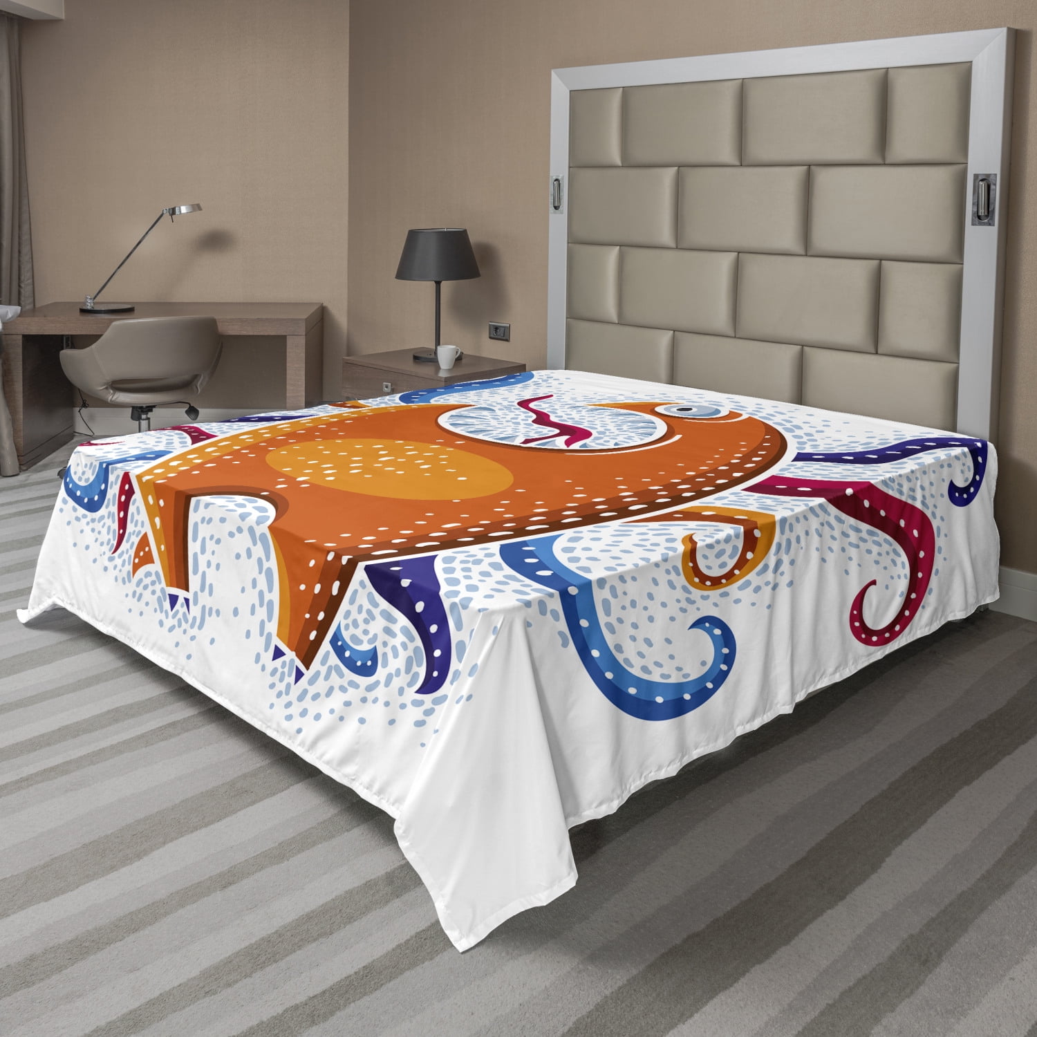 Colorful Flat Sheet, Colorful Funny and Surreal Monstrous Character ...