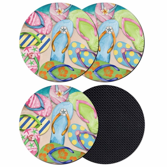 Colorful Flip Flops Coasters Set of 4, Soft Absorbent Coasters for ...