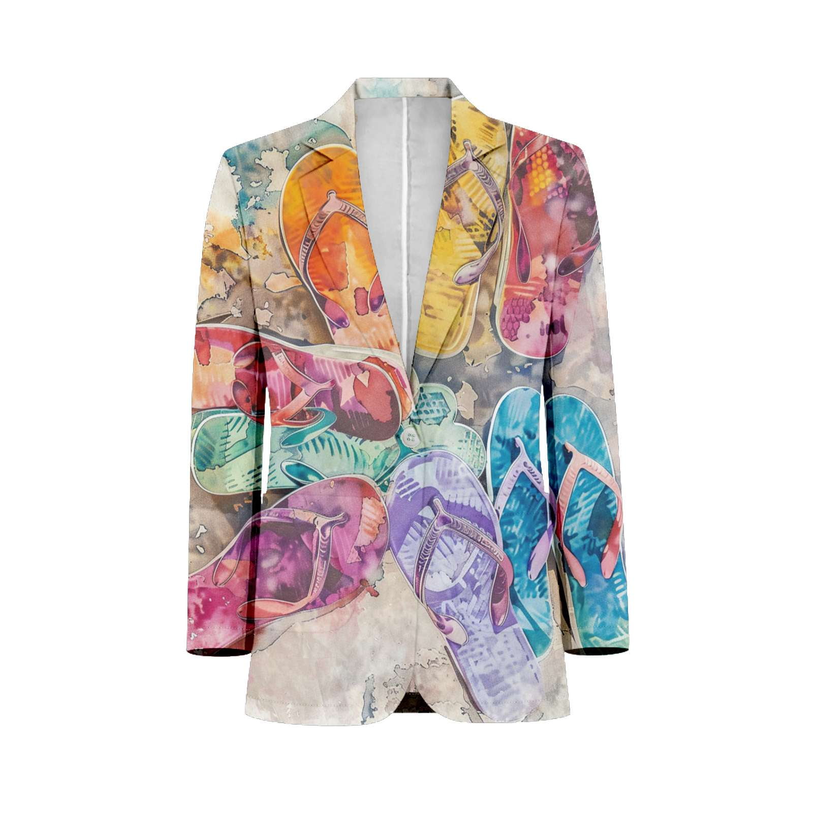 Colorful Flip Flops On Beach Men Blazers Slim Clothing Summer Jacket ...