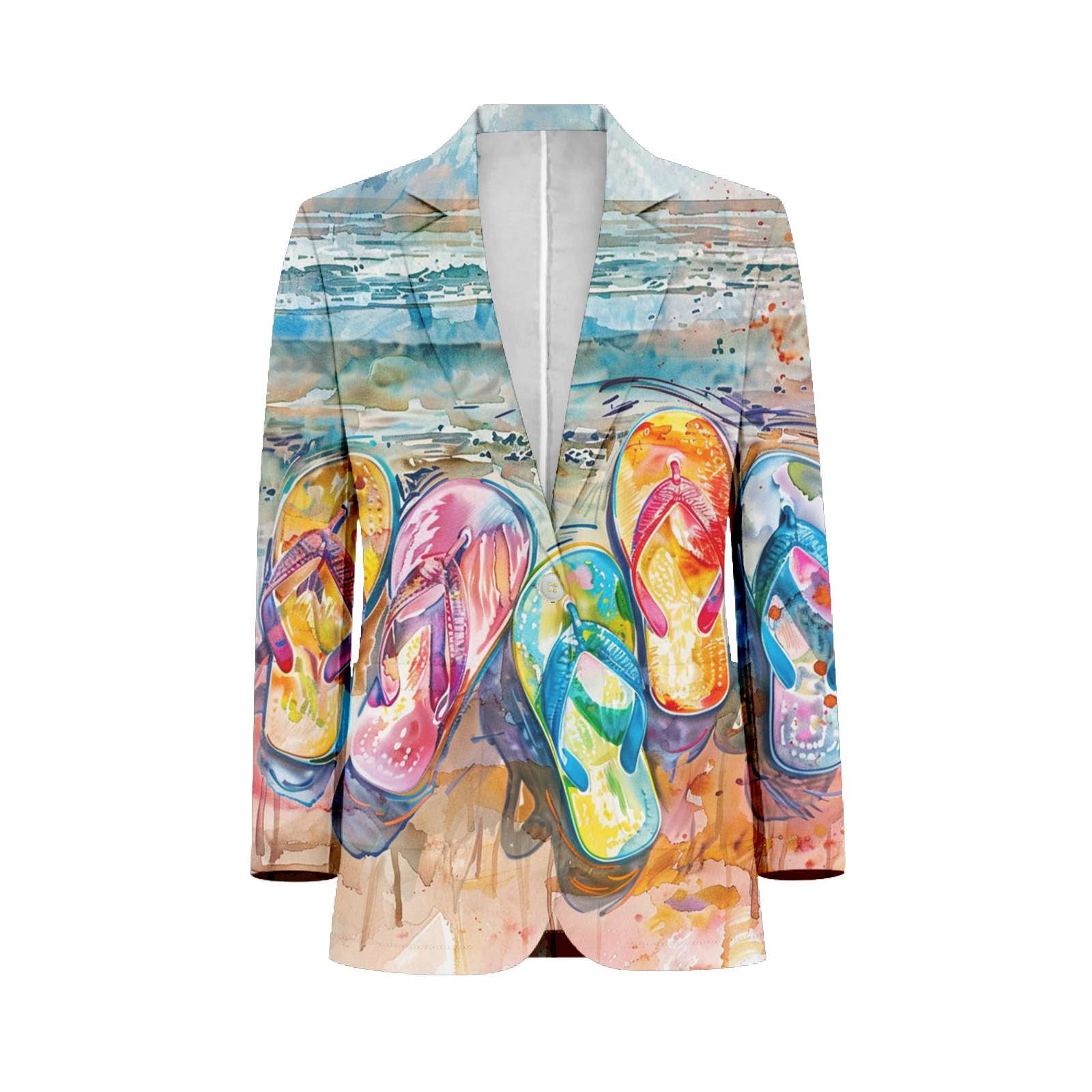 Colorful Flip Flops On Beach Men Blazers Slim Clothing Summer Jacket ...