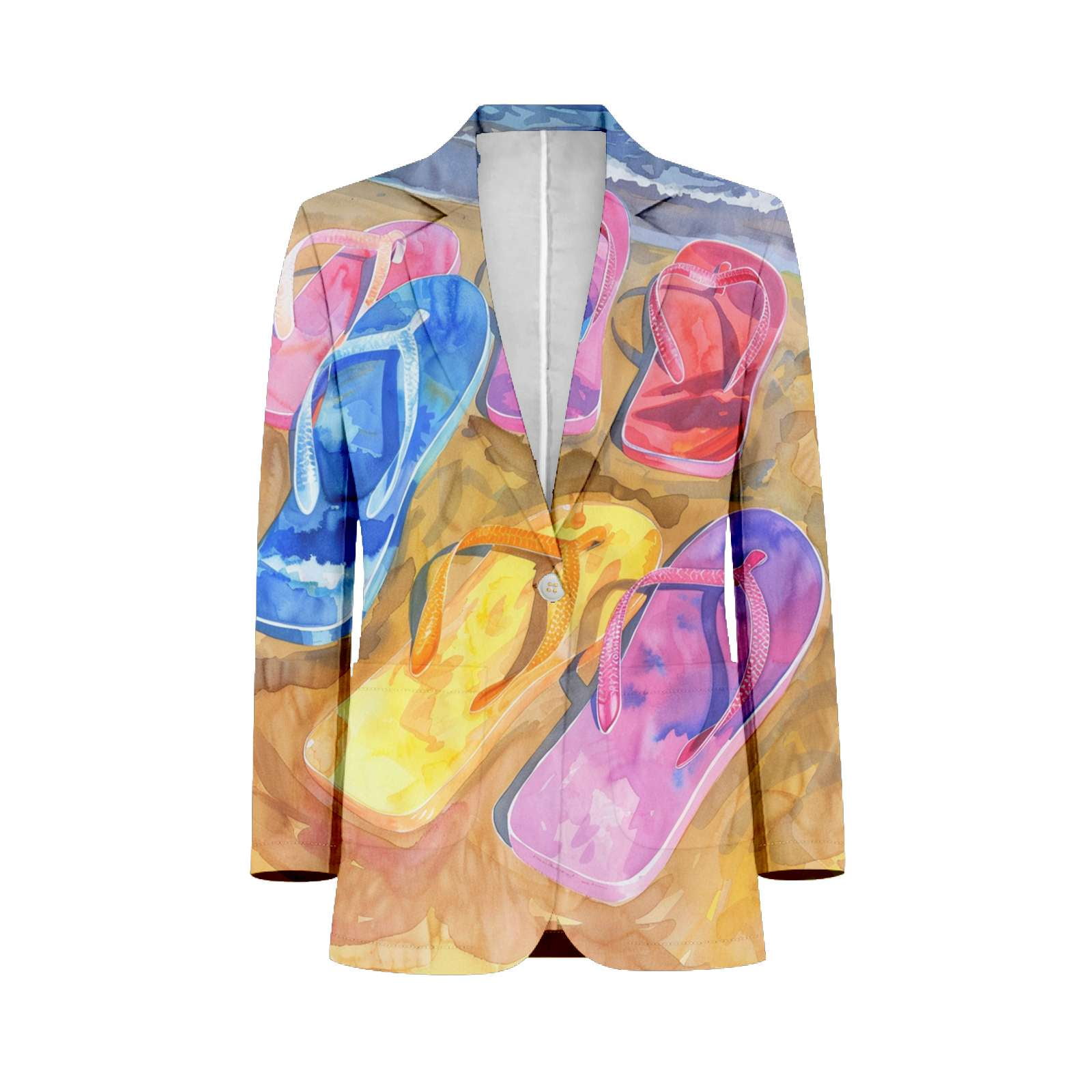 Colorful Flip Flops On Beach Men Blazers Slim Clothing Summer Jacket ...